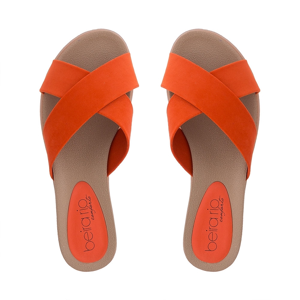 Rasteira Beira Rio Conforto Nobuck Laranja