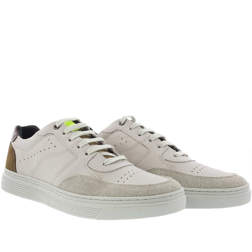 Tênis Mac & Jac Casual Premium Recortes Camurça Off White Branco