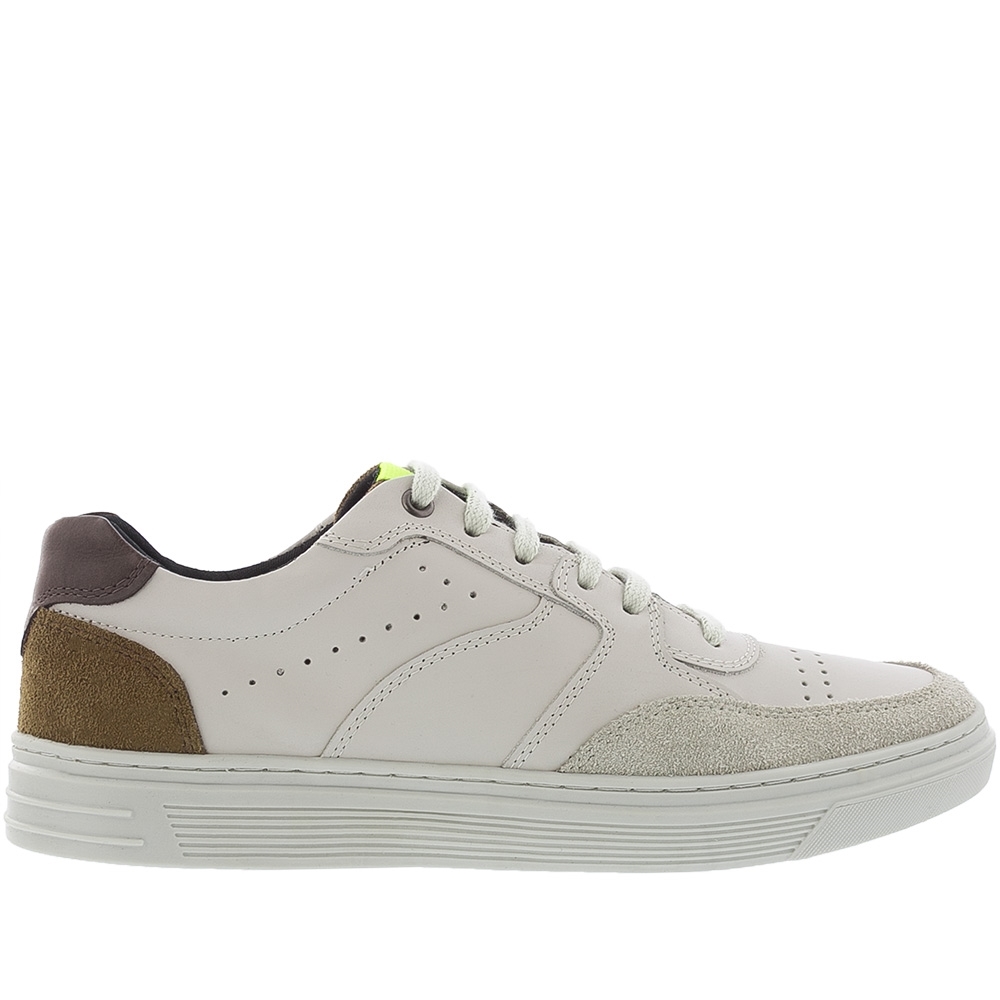 Tênis Mac & Jac Casual Premium Recortes Camurça Off White Branco