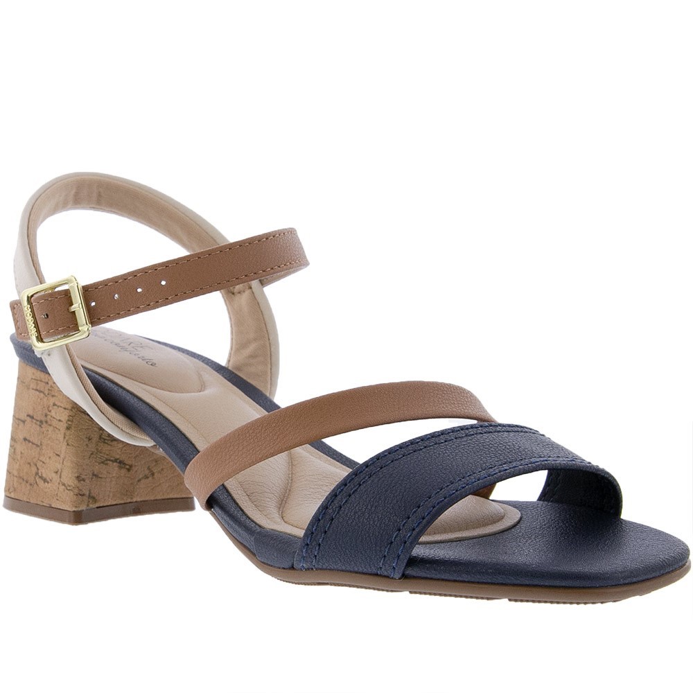 Sandália Modare Ultraconforto Salto Grosso Fivela Marrom