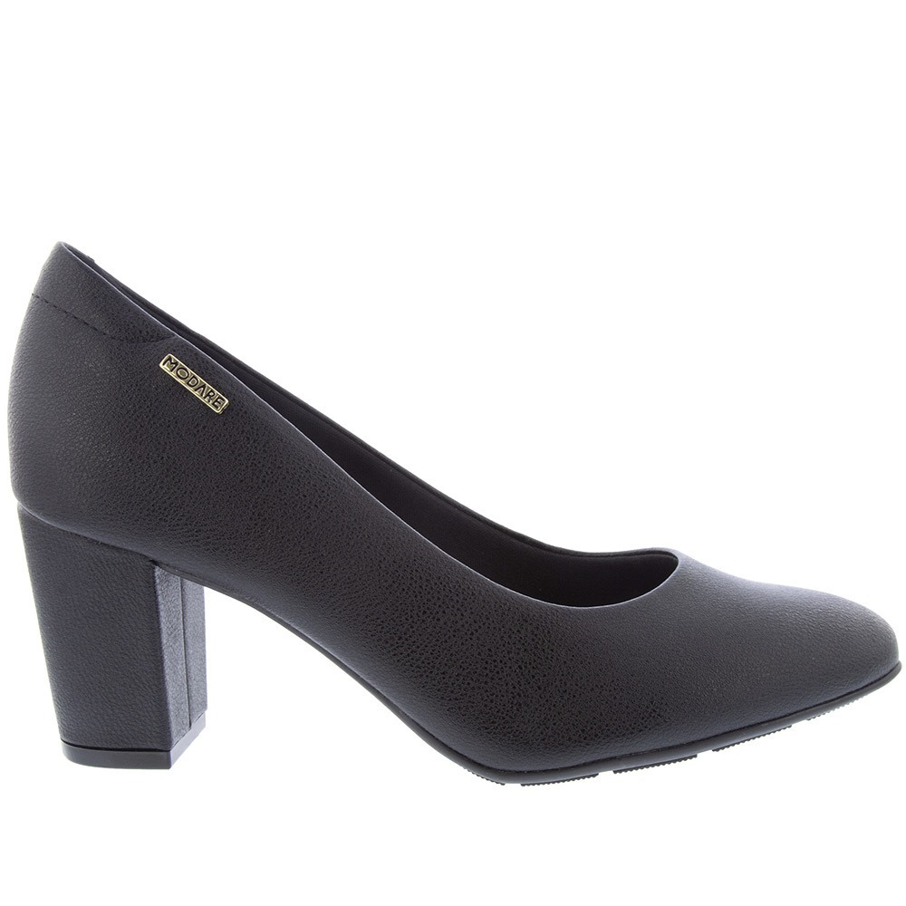Scarpin Modare Ultraconforto Salto Grosso Texturizado Preto