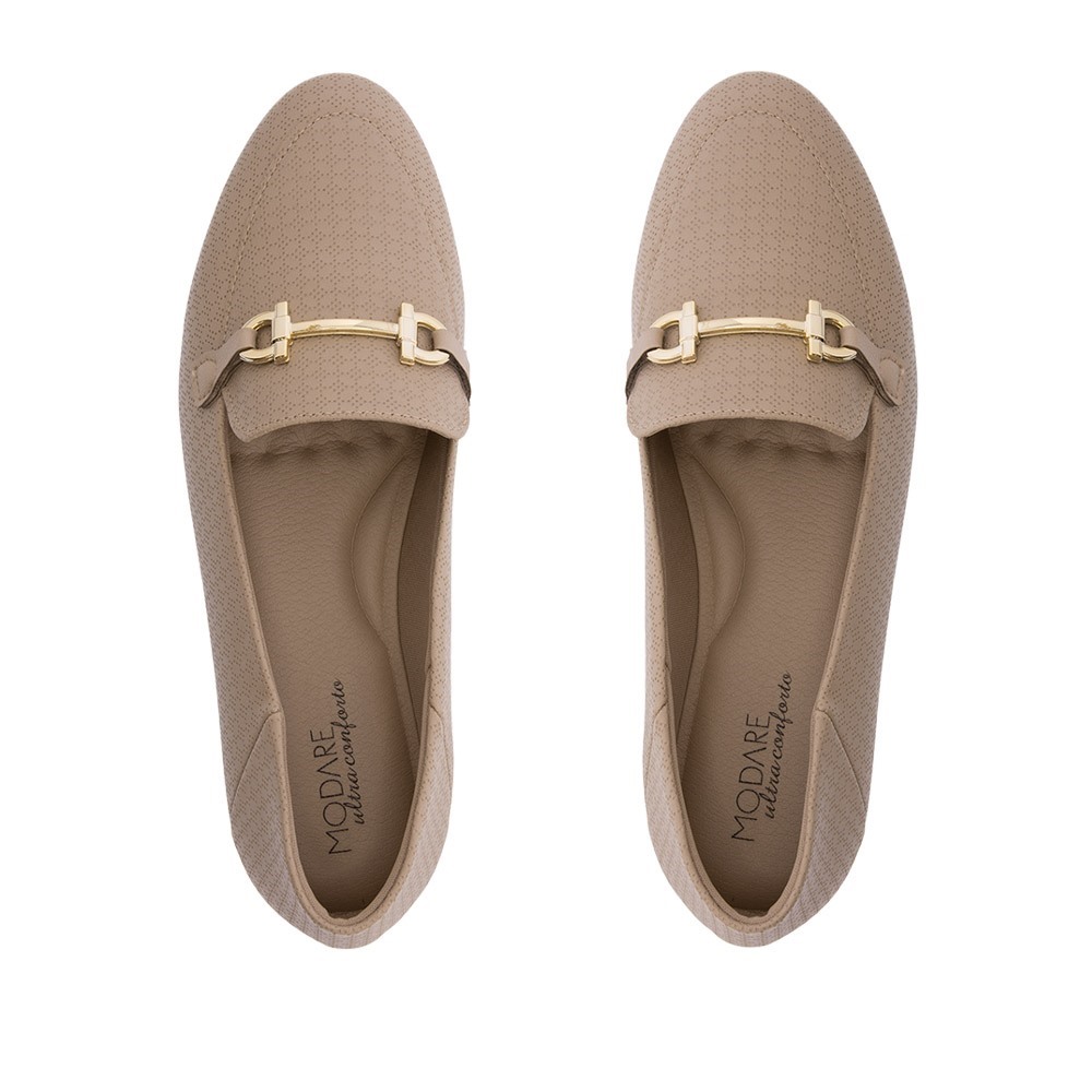 Mocassim Modare Ultraconforto Fivela Perfuros Bege
