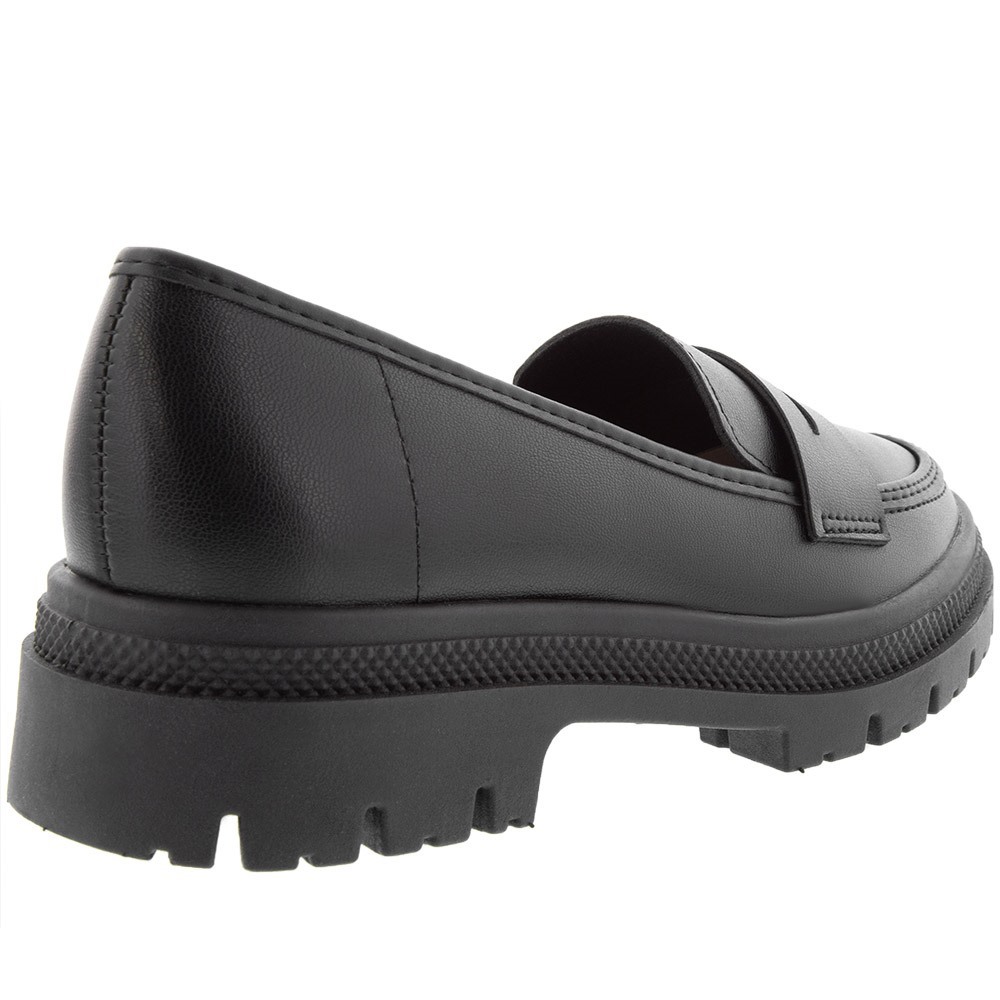 Mocassim Preto Plataforma Tratorado Recortes Moleca - STZ