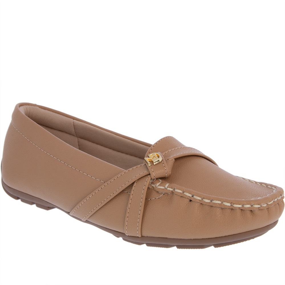 Mocassim Modare Ultraconforto Detalhe Nó Aplicação Caramelo