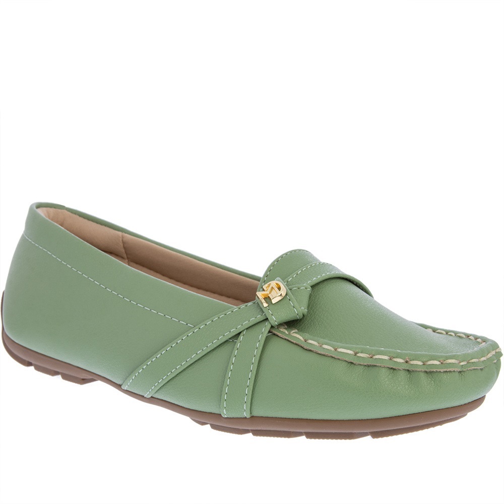 Mocassim Modare Ultraconforto Detalhe Nó Aplicação Verde