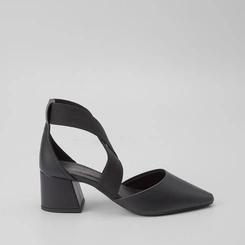 Scarpin Feminino Penélope Tiras Cruzadas Elástico Preto