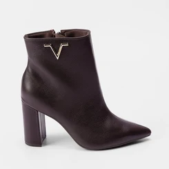 Ankle Boot Via Marte Couro Logo Lateral Marrom
