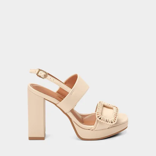 Sandália Feminina Vizzano Meia Pata Enfeite Fivela Off White